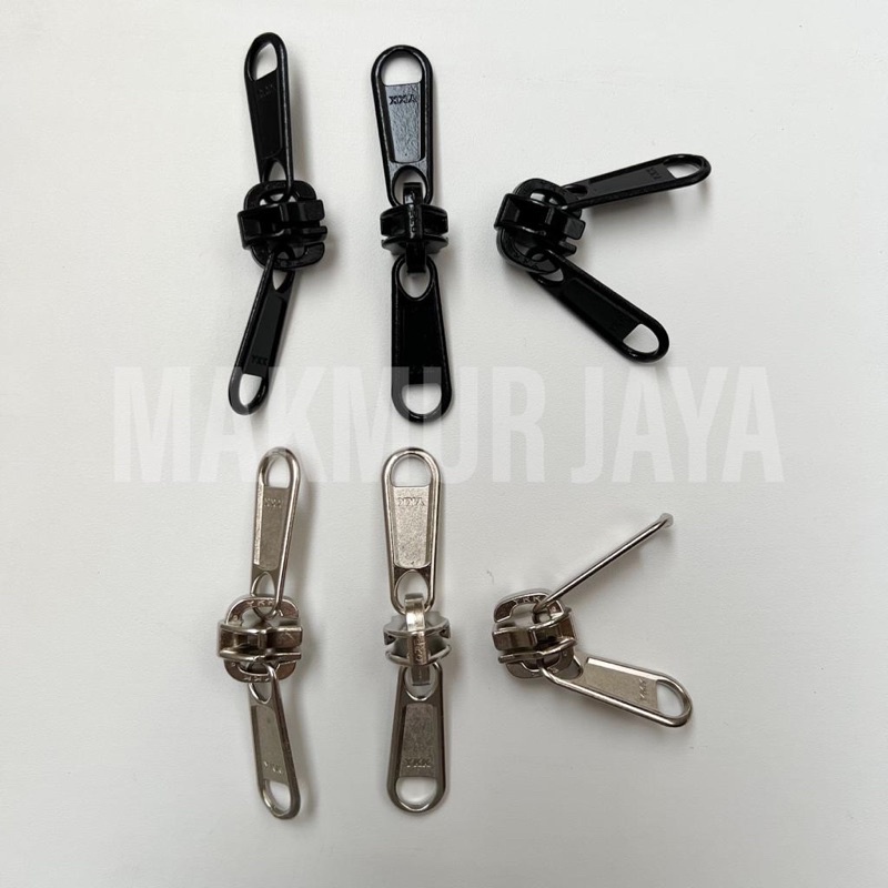 Jual Kepala Resleting YKK Double Puller 2 Tarikan Bolak Balik Nomor 10 No 10 Hitam Nikel Per ...