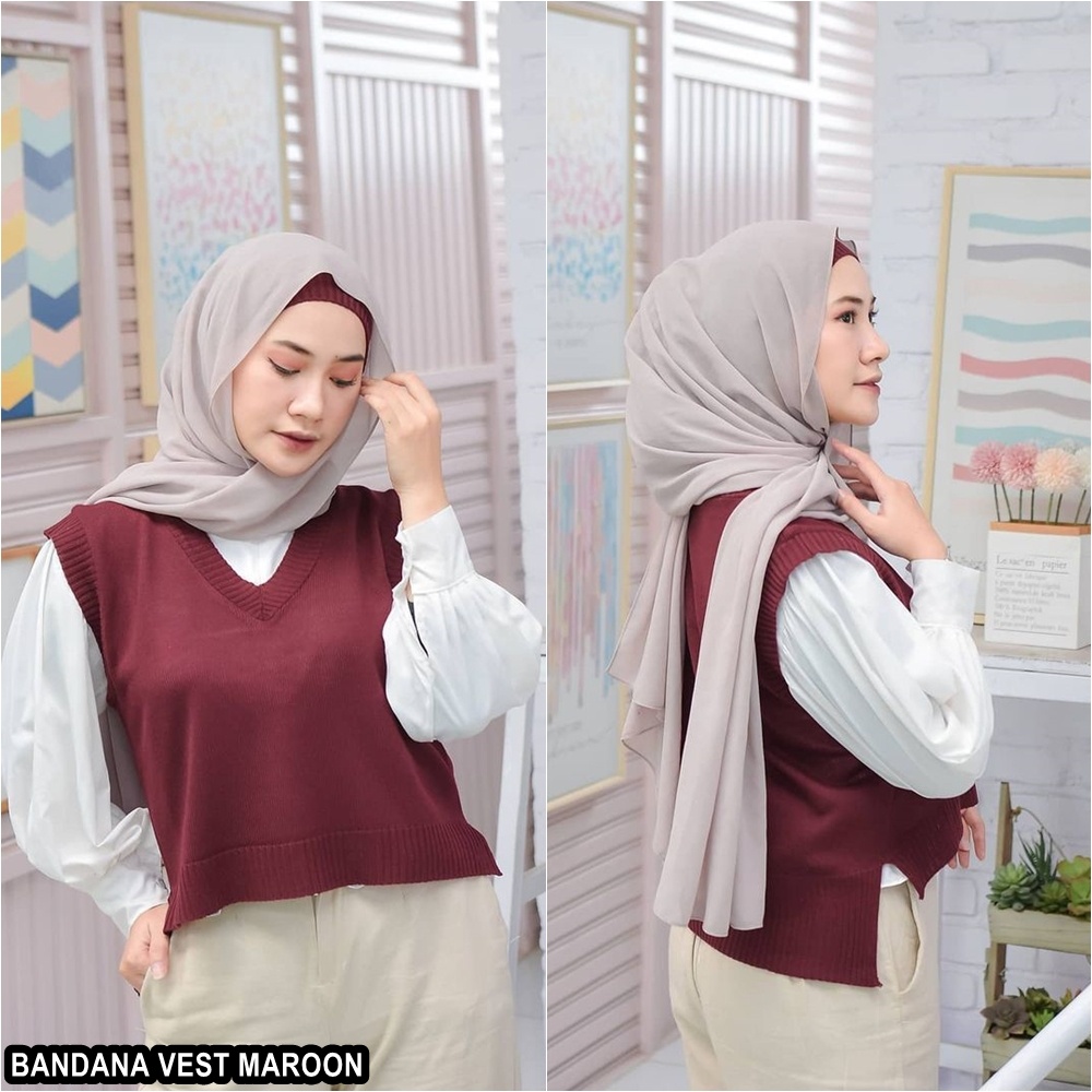 Jual Rompi Rajut Wanita Polos Crop Outer BANDANA VEST | Shopee Indonesia