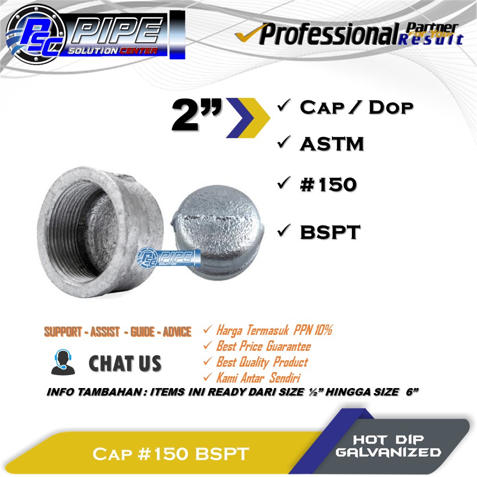 Jual CAP PIPE / DOP PIPA BESI GALV DRAT BESI BSPT 2" - 3" | Shopee Indonesia