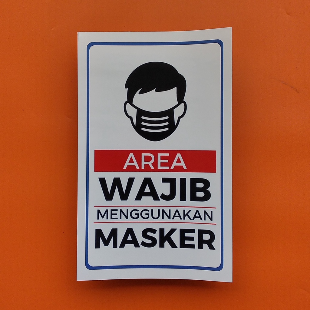 Jual Stiker Wajib Masker - Stiker Area Wajib Masker - Versi Warna Putih ...