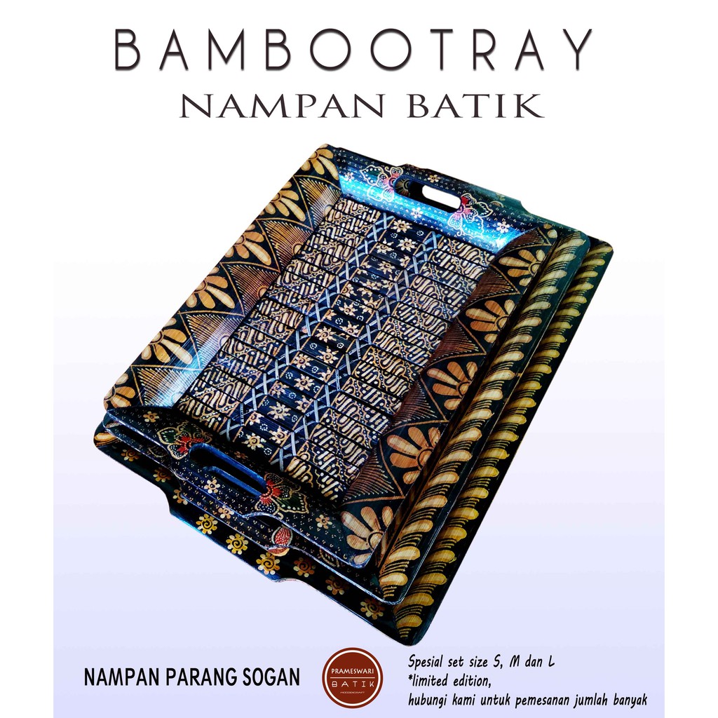 Jual NAMPAN BATIK BAMBU RECTANGLE SET1 set nampan nampan saji serving ...