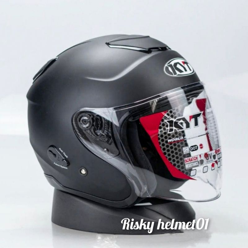 Jual helm half face KYT Kyoto black doff original | Shopee Indonesia