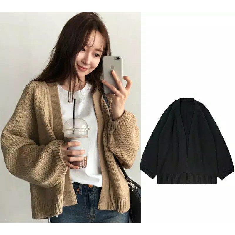 Jual AMELIA CARDIGAN OVERSIZE KNIT CROP TEBAL CARDI KOREA OUTER ATASAN WANITA | Shopee Indonesia