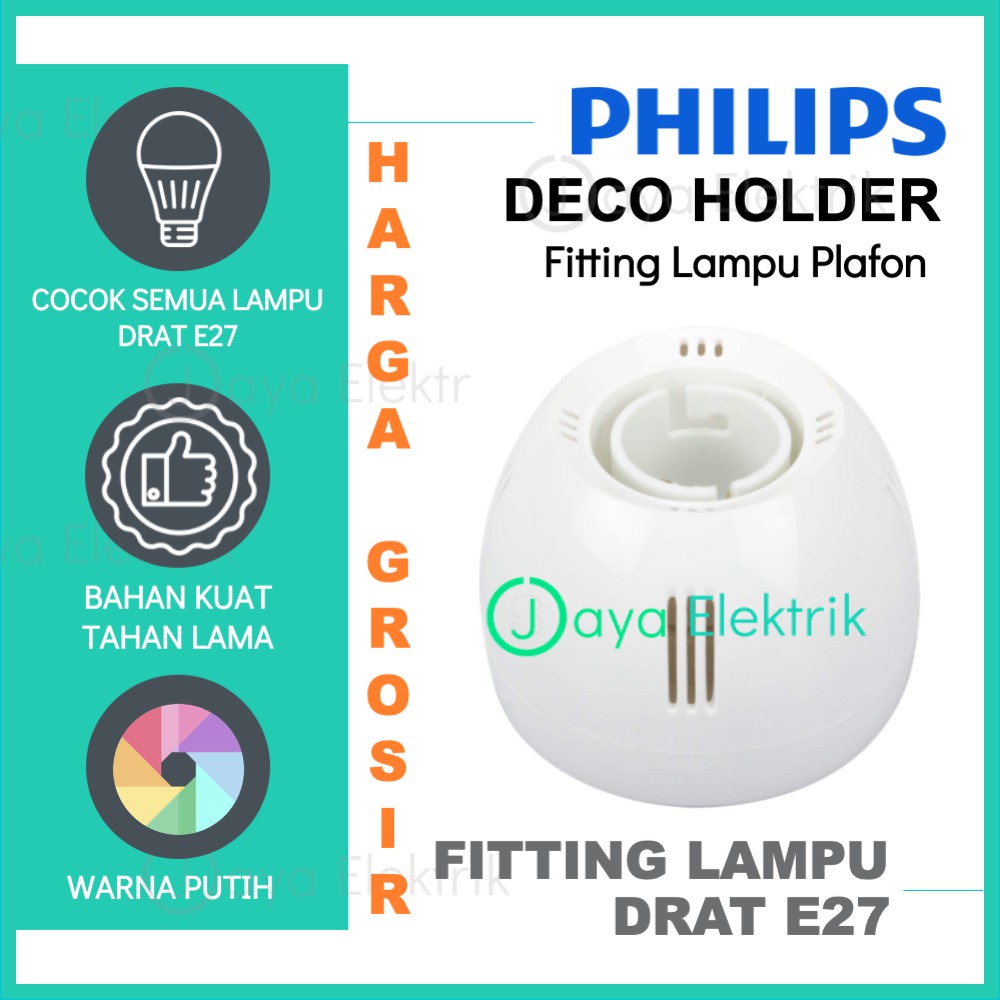 Jual Fitting Plafon PHILIPS Deco Holder Putih E27 - Rumah Lampu PHILIPS ...