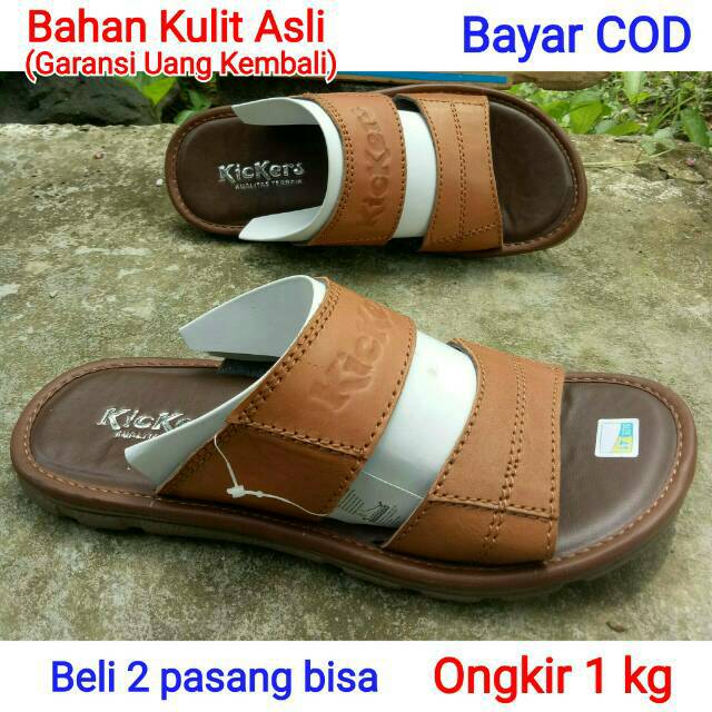 Jual Sandal Kulit kickers Full Up Sendal Kulit Asli Pria Sandal Slop ...