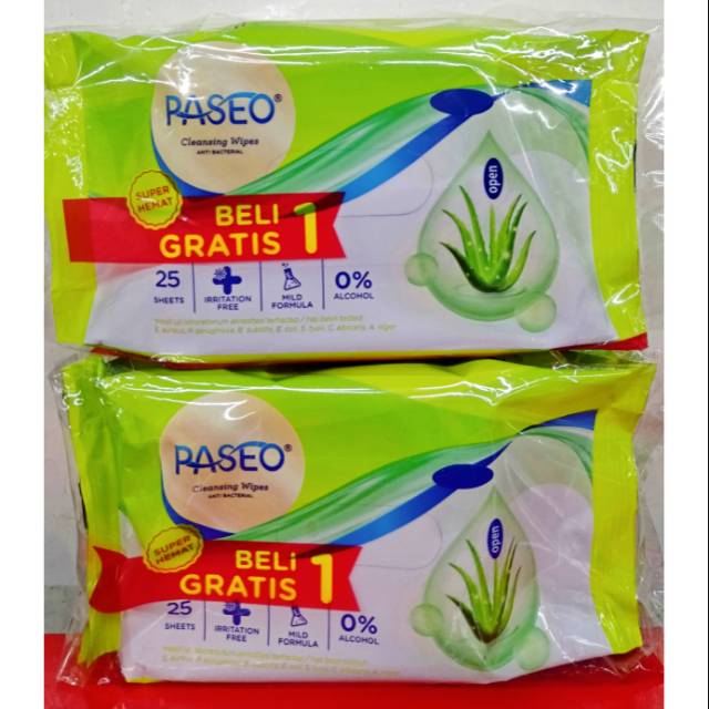 Jual BELI 1 GRATIS 1 PASEO tissue basah ANTI BAKTERI isi 25 sheets ...