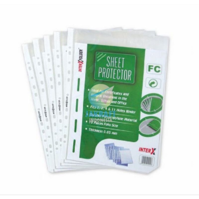 Jual Sheet Protektor Folio Fc Isi 10 Lembar Inter X Folder Plastik Pp