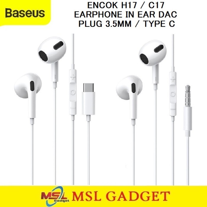 Jual Baseus Headset Earphone 3.5mm Type C DAC Mic Android Encok H17 ...