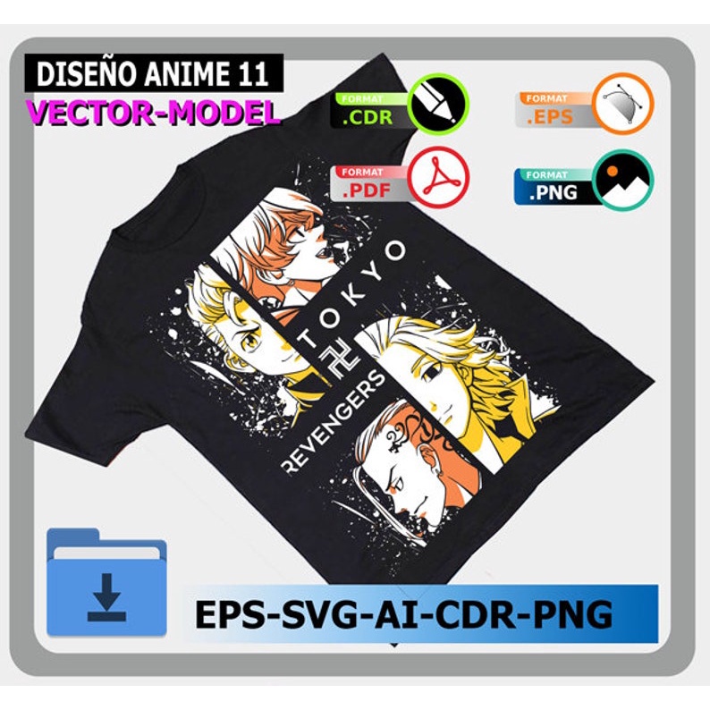 Jual Bundle Desain Kaos Anime Tokyo Revengers (Vector Ai, CDR, EPS dan ...