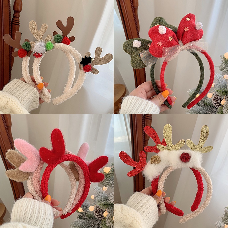 Jual Bando natal anak perempuan motif tanduk rusa lucu ( OTH378 ...