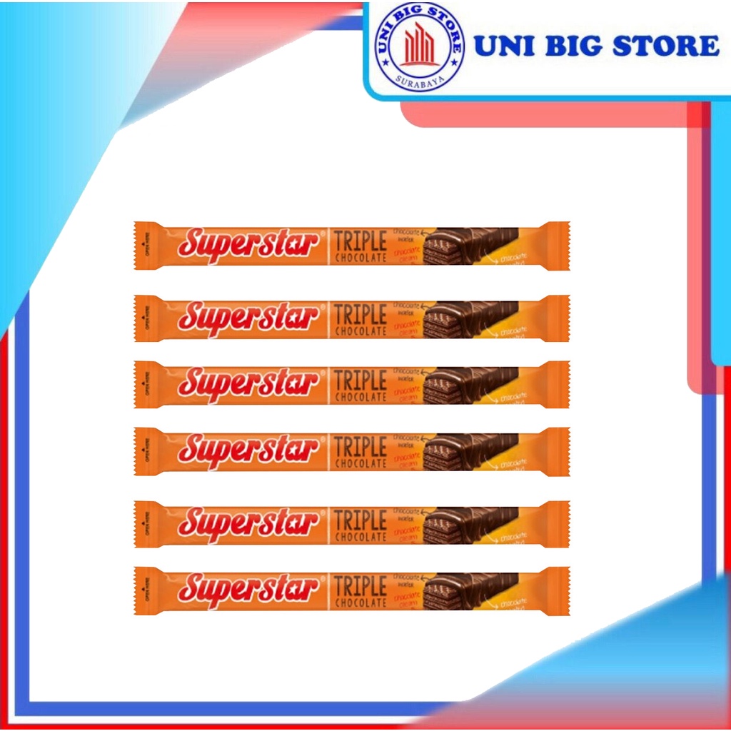 Jual Superstar Wafer Super Star Coklat Triple Chocolate 16 gr 6 Pc ...