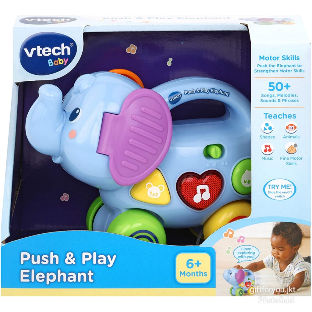 Jual Vtech Baby Push & Play Elephant Blue Mainan Edukasi Anak Bayi ...