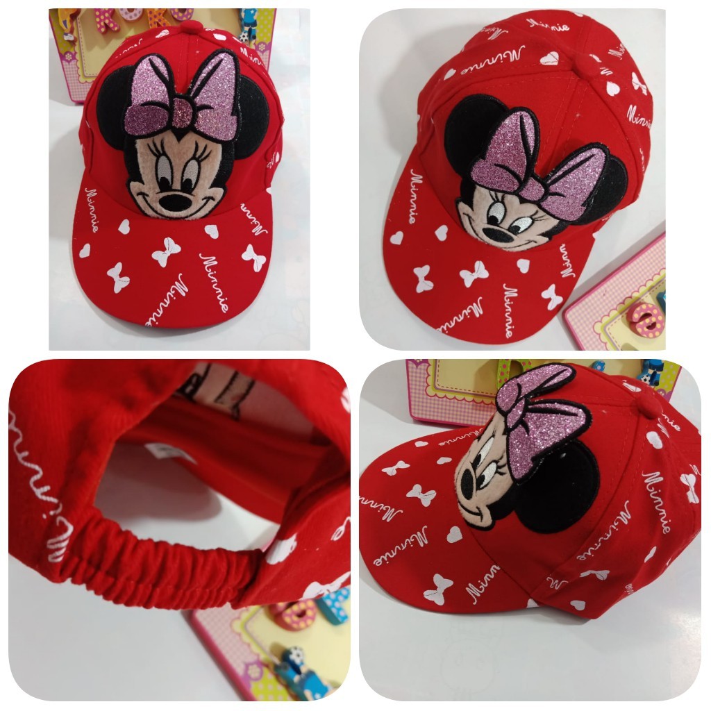 Jual Topi Pad Karakter Minni Mouse Belakang Karet Anak Perempuan ...