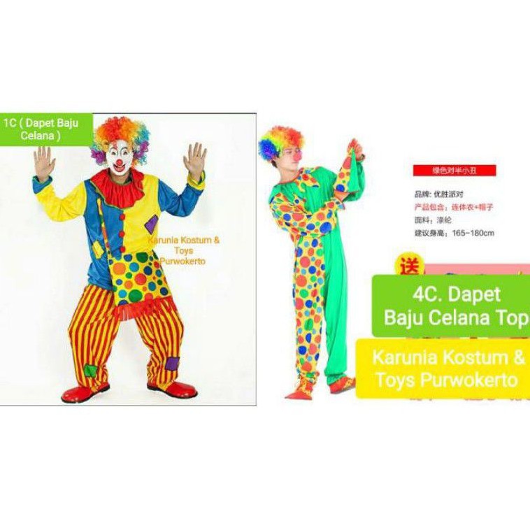 Jual BAJU BADUT KOSTUM PESTA DEWASA LUCU COSPLAY CLOWN PAKAIAN BADUT ...
