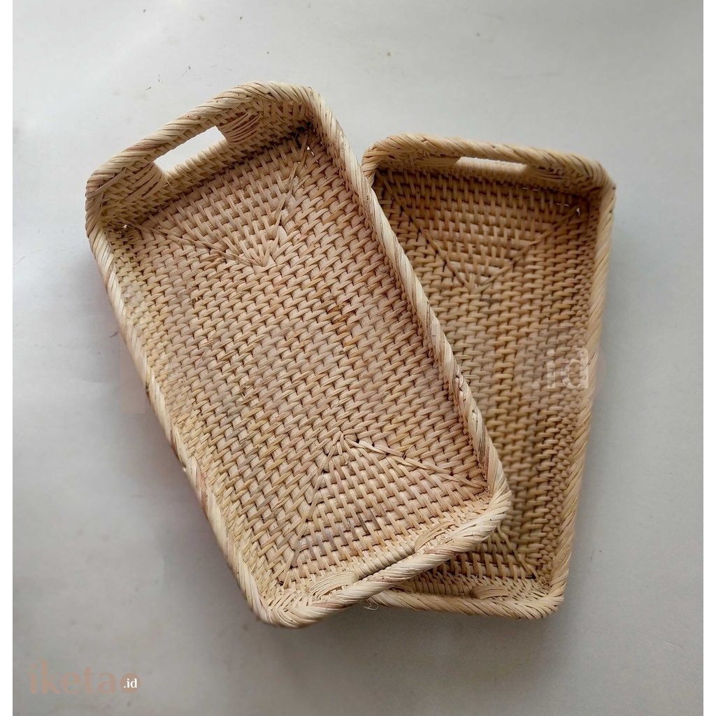 Jual Nampan Saji Rotan Minimalis-Handmate Handle Rattan-Tray Anyaman ...