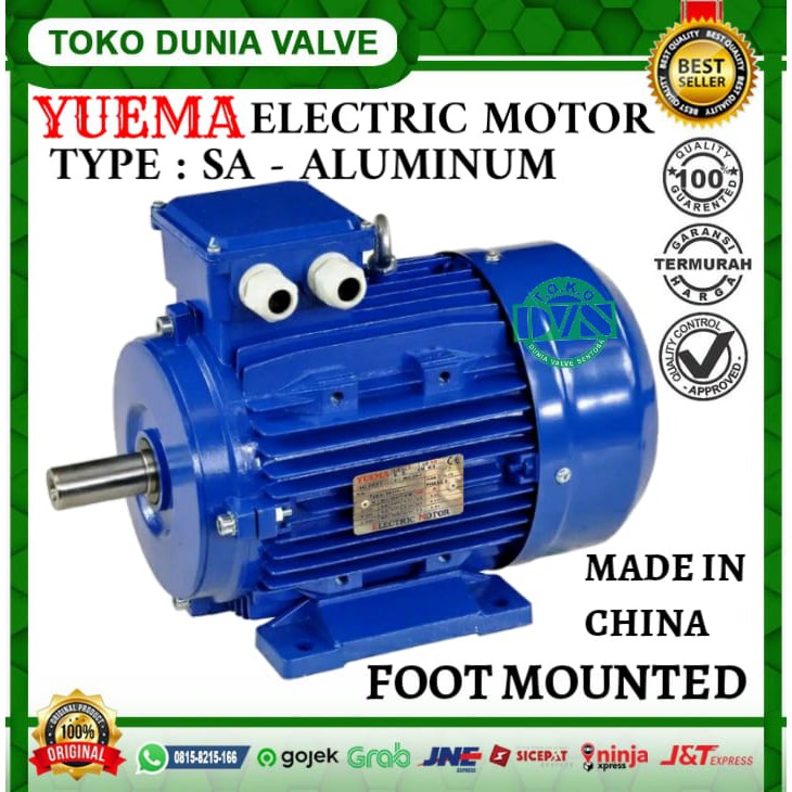 Jual SA-1.5KW/2HP-3PHASE-380V-1450RPM-B3- ALUMINUM ELECTRIC MOTOR YUEMA | Shopee Indonesia