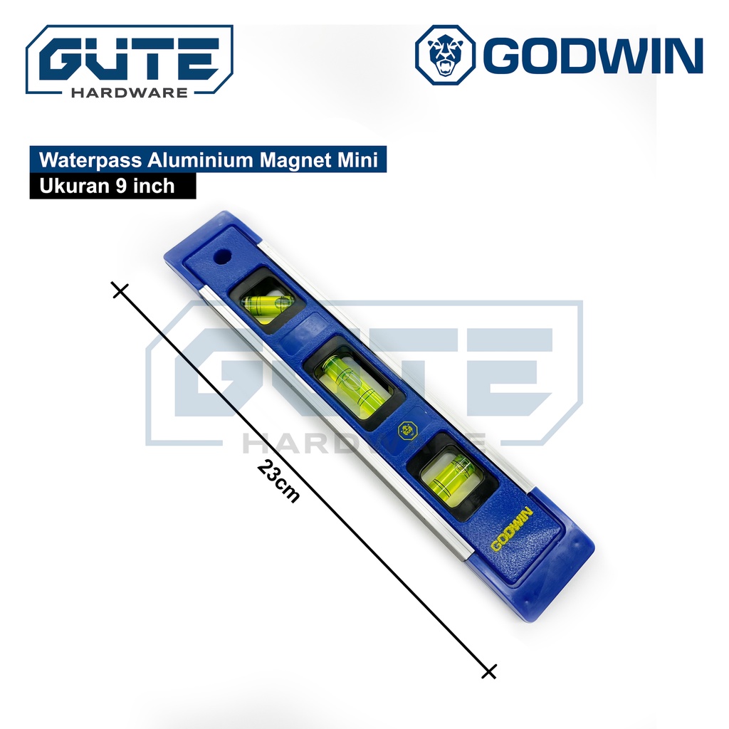 Jual GUTE GODWIN Waterpass Magnet Aluminium Mini 9 Inch | Shopee Indonesia
