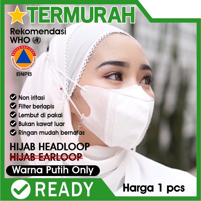 Jual HIJAB HEADLOOP duckbill masker jillbab duck bill 3 Ply 3Ply 3D ...