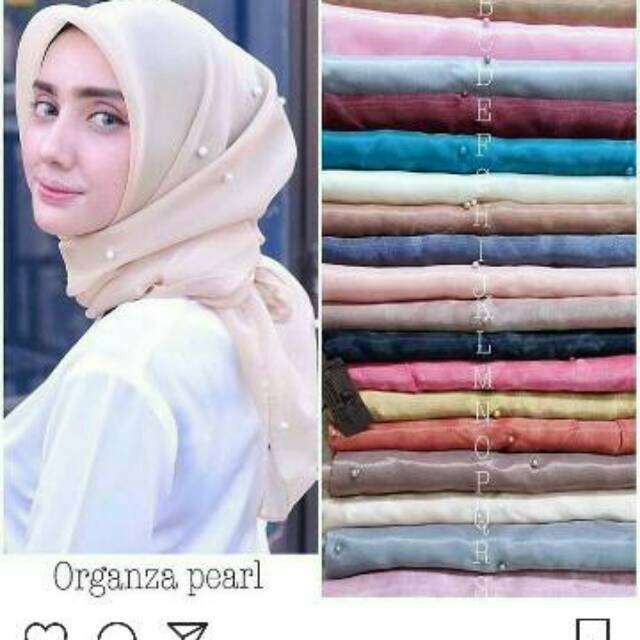 Jual TERBARU MURAH GROSIR 10PCS jilbab Hijab Segi empat Organza pearl mutiara Tiara Umama ...