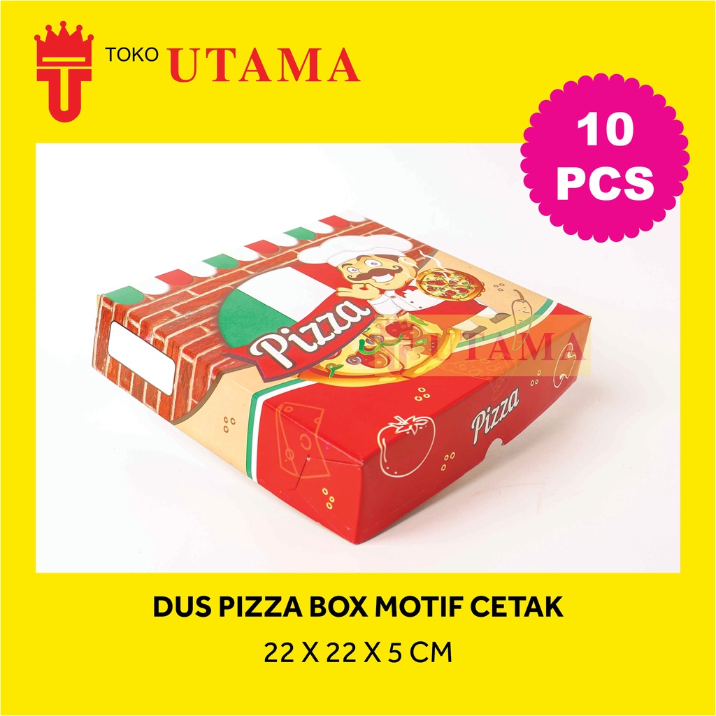 Jual 22 x 22 x 5 CM Pizza Box Kotak Dus Dos Merah Motif | Shopee Indonesia