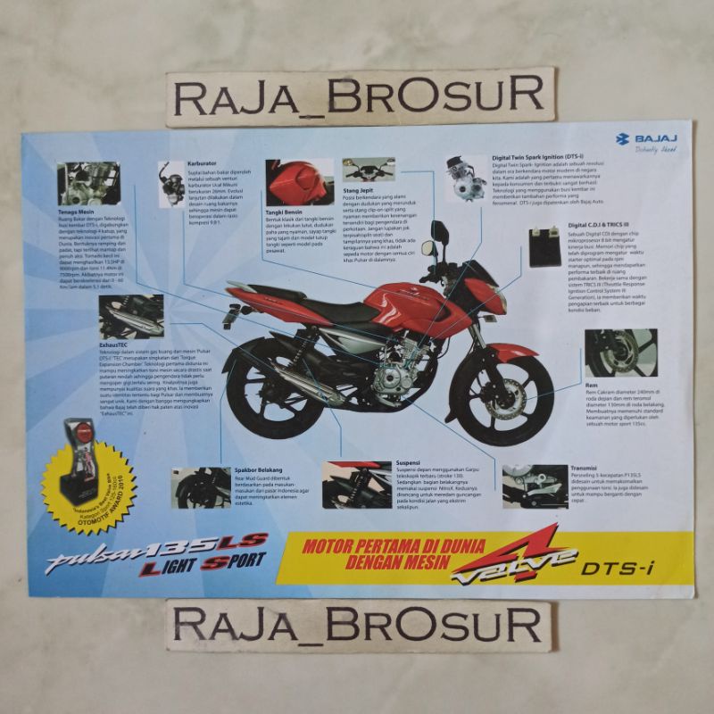 Jual Poster brosur katalog flyer Bajaj Pulsar135/Bajaj Pulsar 135 LS ...