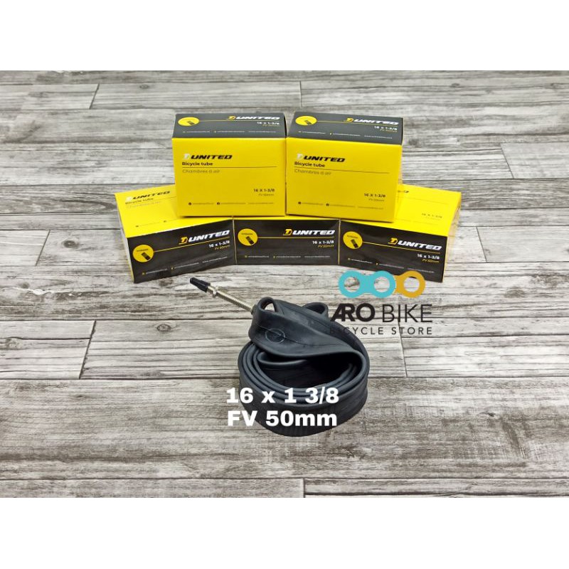 Jual Ban dalam sepeda 16 x 1 3/8 United FV Presta valve 50mm | Shopee Indonesia