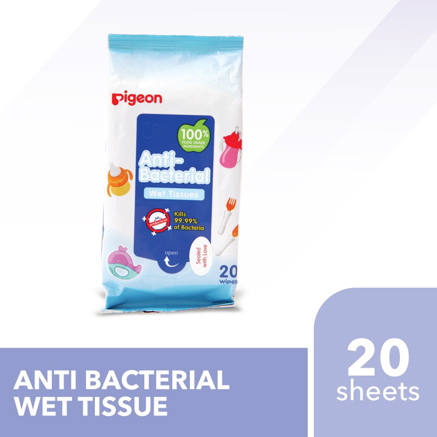 Jual Pigeon Baby Wipes Anti Bacterial Wet Tissues 20 pcs | Shopee Indonesia