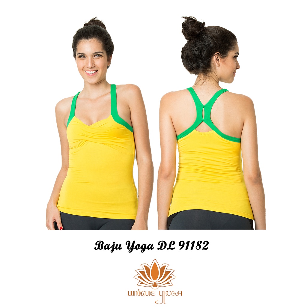 Jual Baju Yoga Kuning List Hijau / Baju Senam Yoga / Baju Olahraga Yoga ...