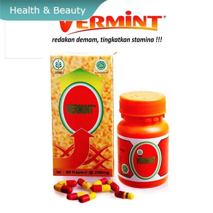Jual Vermint 30s Caps isi 30 Kapsul Obat Tipes dan Demam Ekstrak Cacing ...