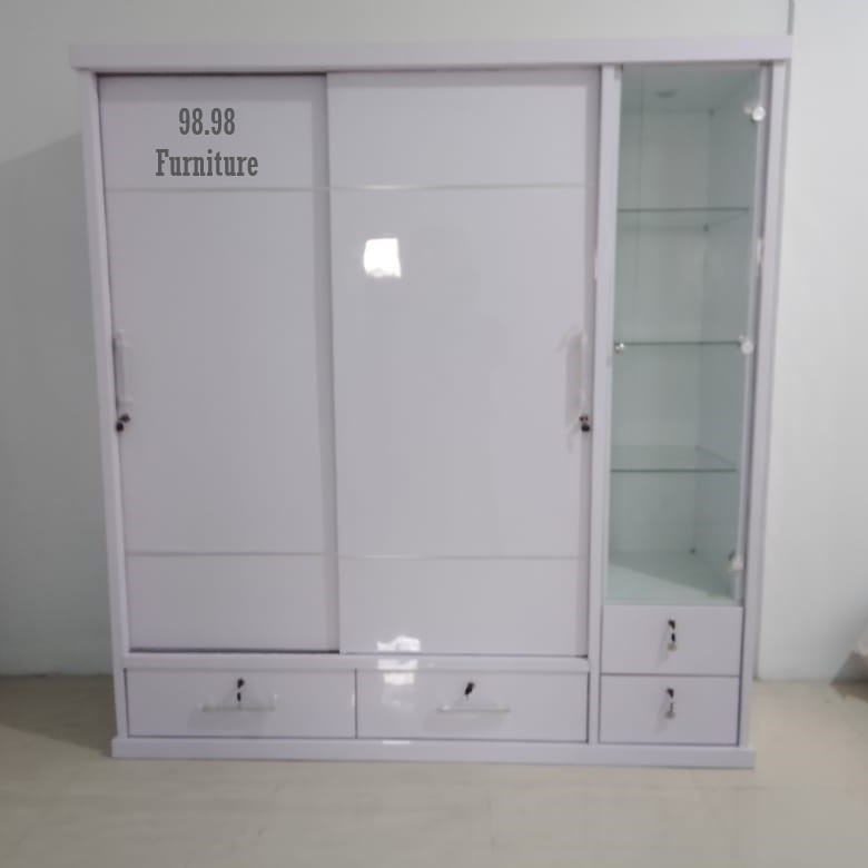 Jual Lemari Pakaian 3 Pintu Sliding Pintu Kaca Cermin - Lemari Pakaian ...