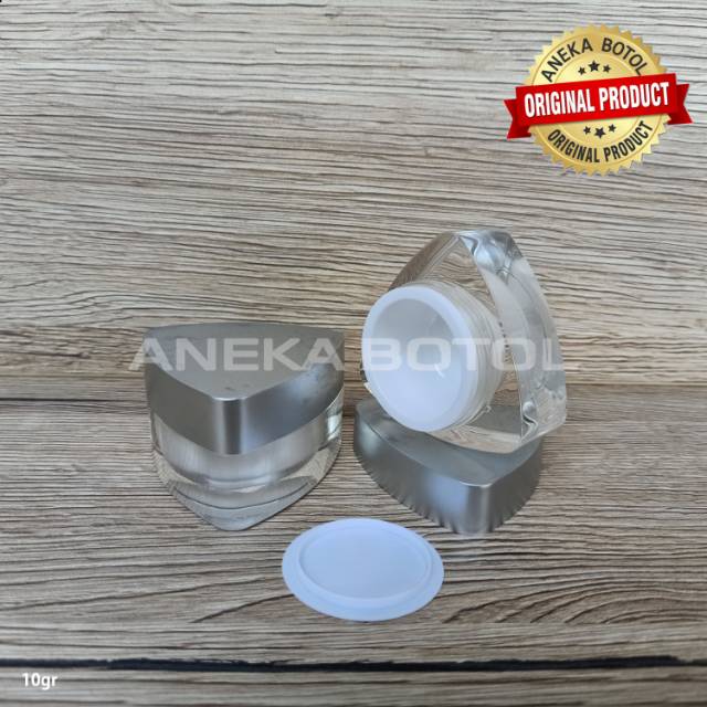 Jual POT CREAM JAR ACRYLIC SEGITIGA 10 GRAM SILVER BENING / POT IMPORT ...