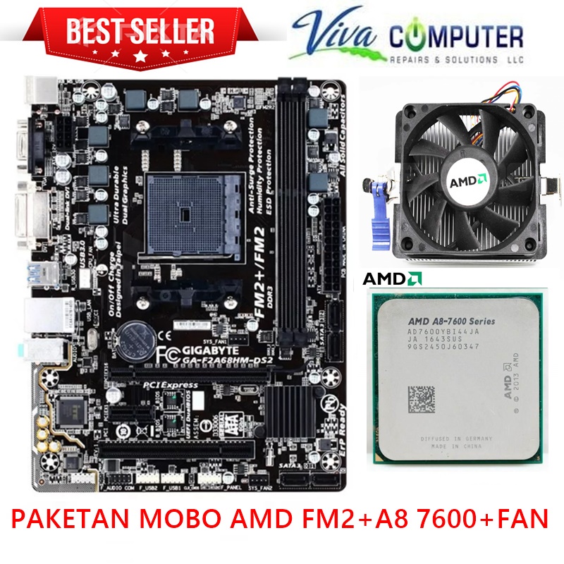 Jual Paket motherboard mobo FM2 + PROCESSOR A8 7600 3.1ghz + fan ...