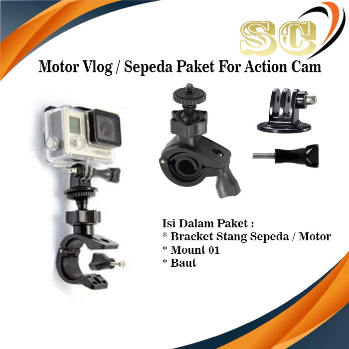 Jual Motor Vlog / Moto Vlog Paket Bracket Sepeda For Action Cam ...
