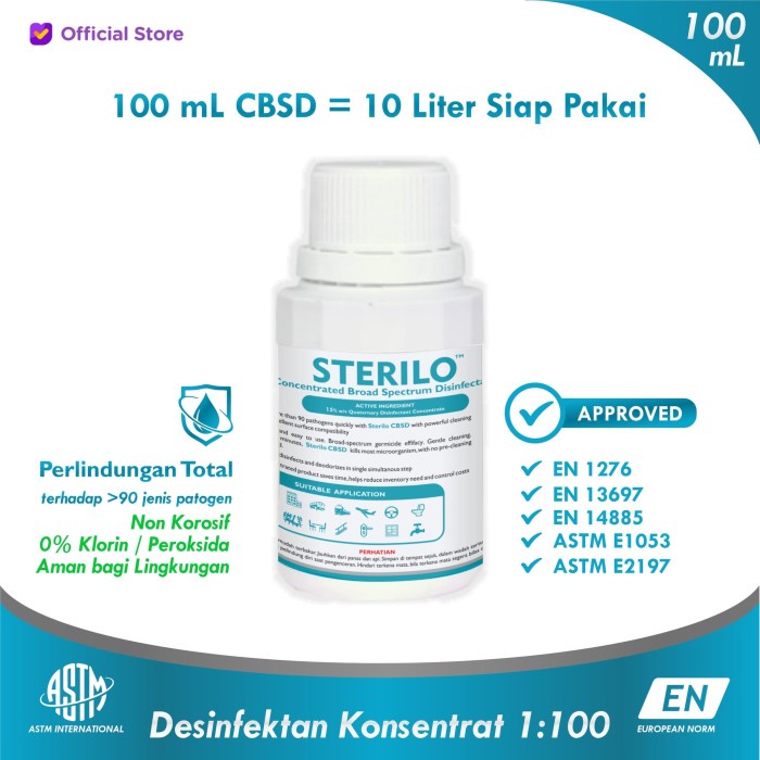 Jual Sterilo Desinfektan CBSD Konsentrat Mini 100 mL (Setara 10 Liter) | Shopee Indonesia