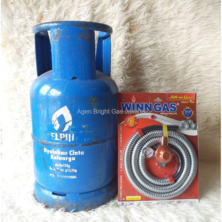Jual PAKET TABUNG GAS ELPIJI 12 KG BIRU PLUS ISI + REGULATOR | Shopee ...