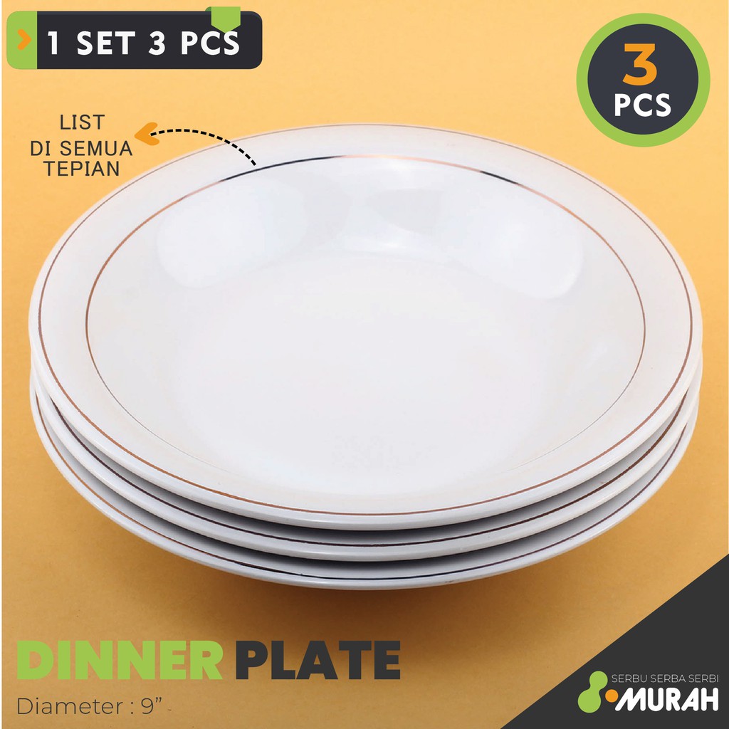 Jual SET 3 PCS - PIRING KERAMIK SUNBIRD LIST 9"- STONEWARE - Piring ...