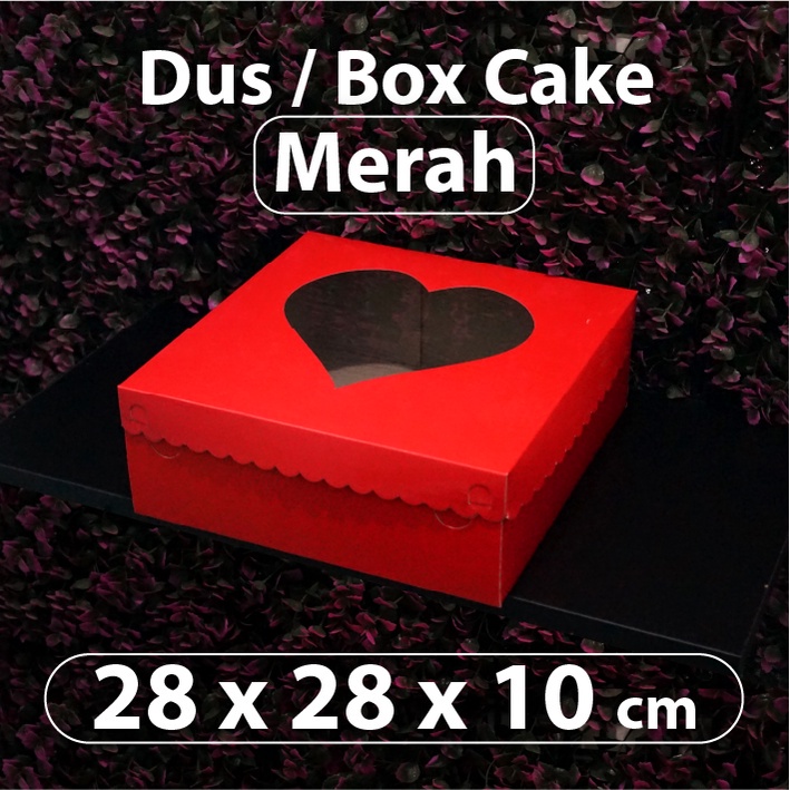 Jual Dus Merah motif Hati 28 x 28 x 10 cm - Love - Dus Kue - Cake Box ...