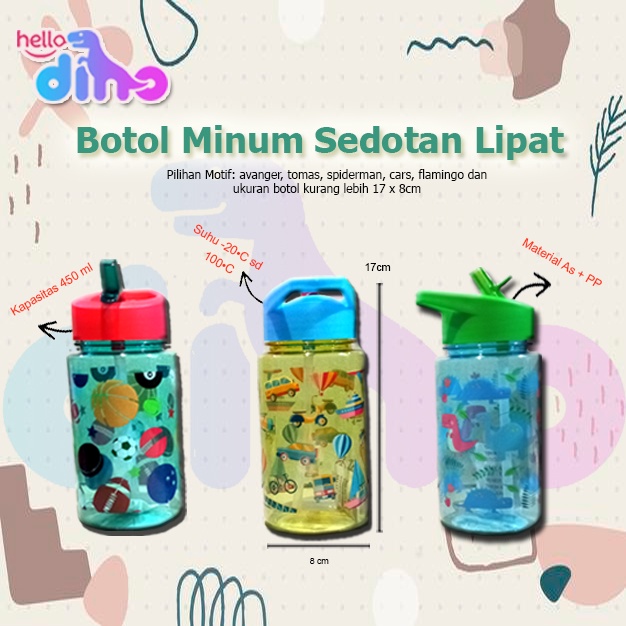Jual Hello Dino - 1101 | Water bottle botol minum anak karakter botol ...