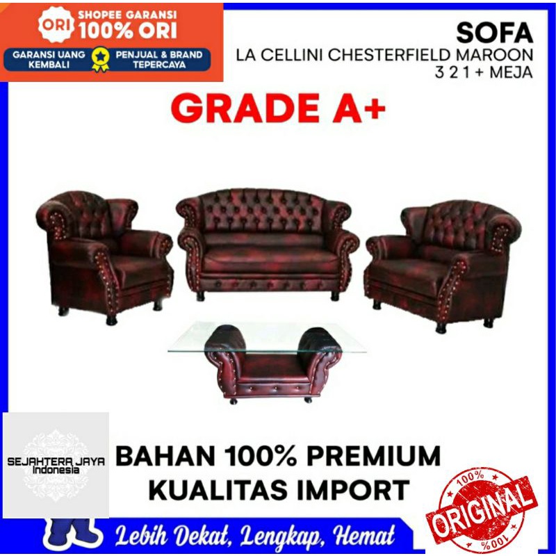 Jual SET SOFA La Cellini Chesterfield Impor grade Best Quality + Meja ...