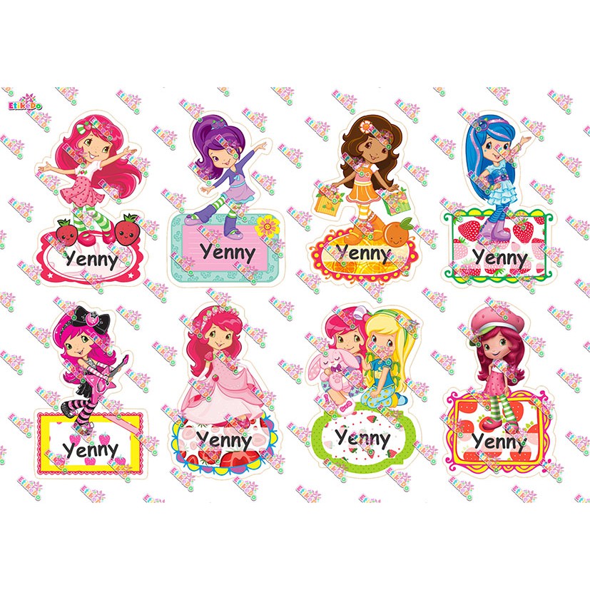 Jual LABEL NAMA STRAWBERRY SHORTCAKE 32 STIKER - WATERPROOF -2 Nama ...