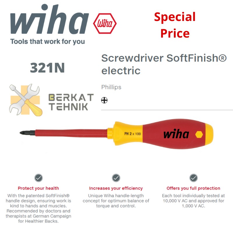 Jual Obeng WIHA 321N SoftFinish Electric Phillips Screwdriver Obeng ...