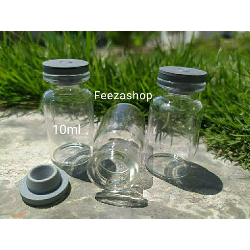 Jual botol vial 10ml/Botol kaca mini vial 10ml tutup rubber stoper ...