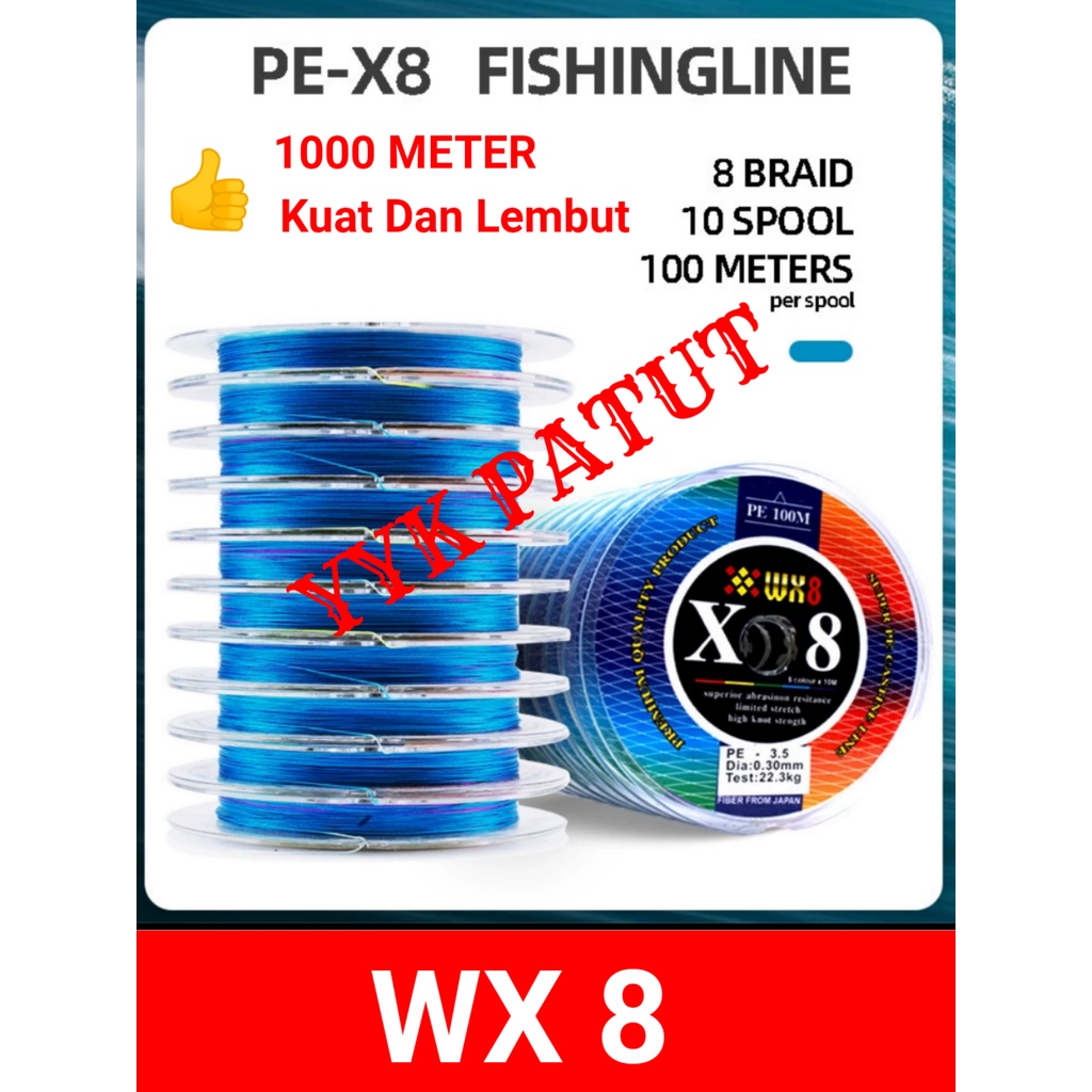 Jual WX8 1000m tali PE X8 senar line benang jepang kuat BAGUS multy color | Shopee Indonesia