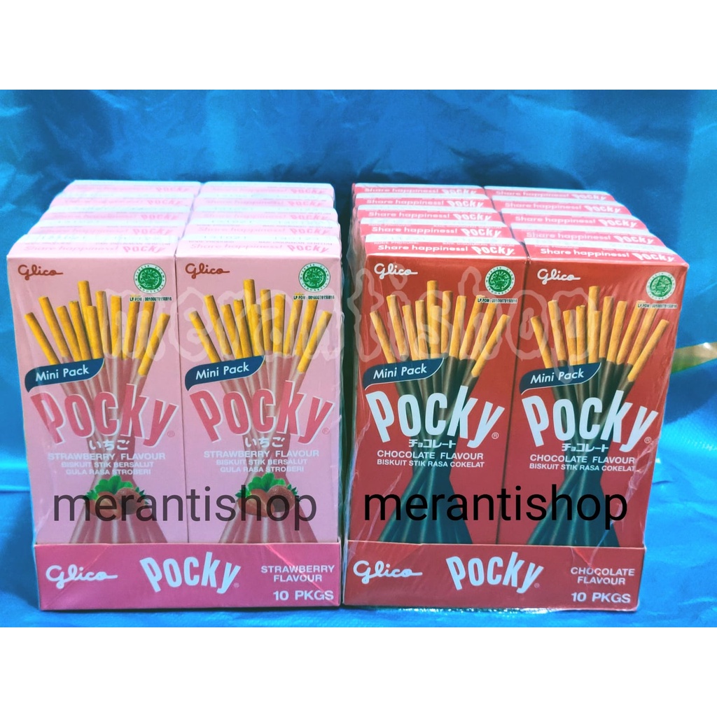 Jual Glico Pocky Coklat / Strawberry 22gram (1 Pack Isi 10 Kotak ...
