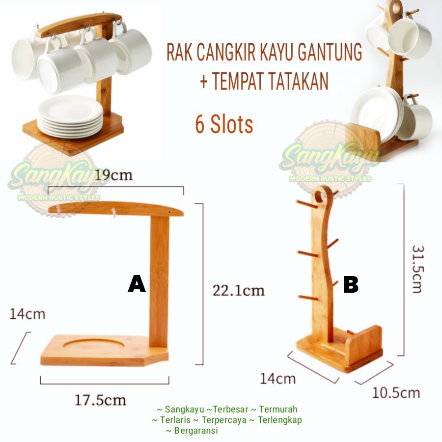 Jual SangKayu Rak Gantung Cangkir Rak Mug Holder Kayu Rak Gelas Rak ...