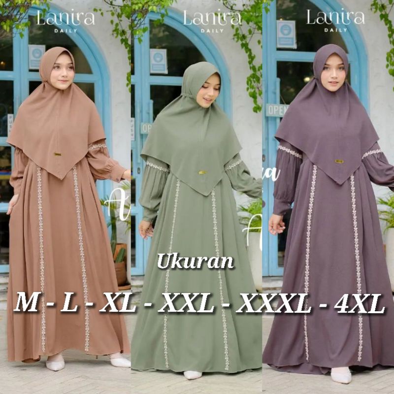 Jual ALMIRA GAMIS PLUS JILBAB UKURAN M L XL XXL XXXL 4XL gamis syari busui polos jumbo terbaru ...