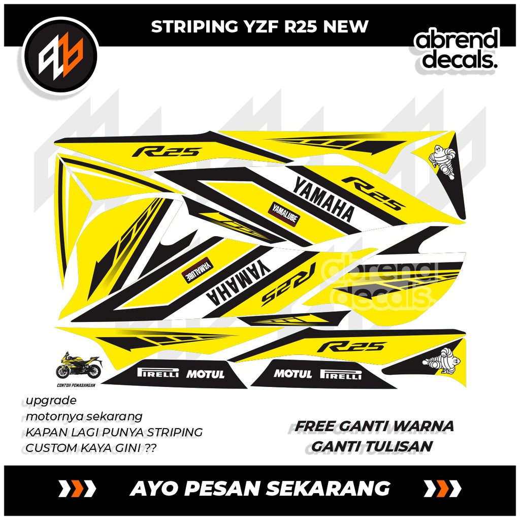 Jual STRIPING YAMAHA R25 NEW / stiker motor yamaha R25 Baru Grafis ...