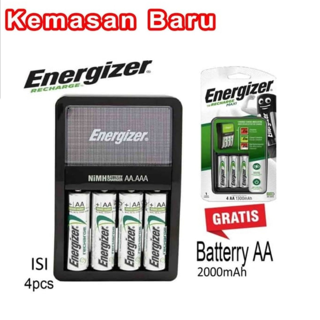 Jual Charger Energizer MAXI AA / AAA Cas Baterai + 4pcs AA 2000Mah RECHARGE ORIGINAL 2000 mah ...