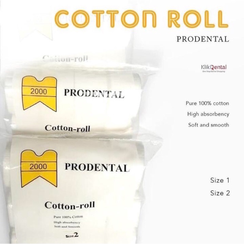 Jual KLIK DENTAL Cotton Roll Prodental Size 2 | Shopee Indonesia