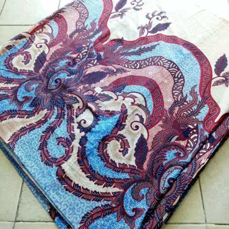 Jual kain batik solo motif bunga rambat biru (katun primissima ...